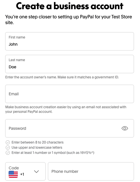 Set up PayPal as an Organization